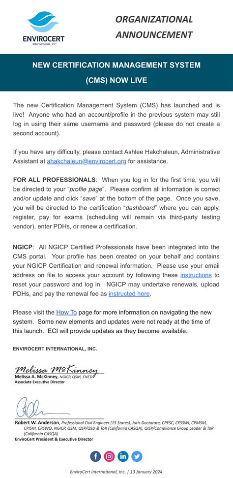 New Certification Management System Cms Now Live Envirocert International Inc