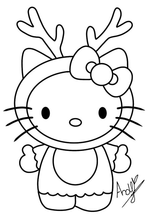 9 Dibujos De Hello Kitty Con Disfraz Navideño Para Imprimir Y Colorear