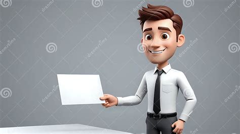 3d Businessman Holding Document Stock Illustration Illustration Of