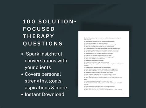 100 Solution Focused Therapy Questions Therapist Guide Digital