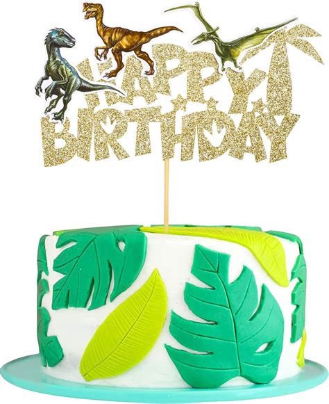 Gyufise 1pcs Dinosaur Happy Birthday Cake Topper Dinosaur