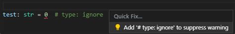 Use Pyright Specific Comment For `quick Fix Add Type Ignore To Suppress Warning