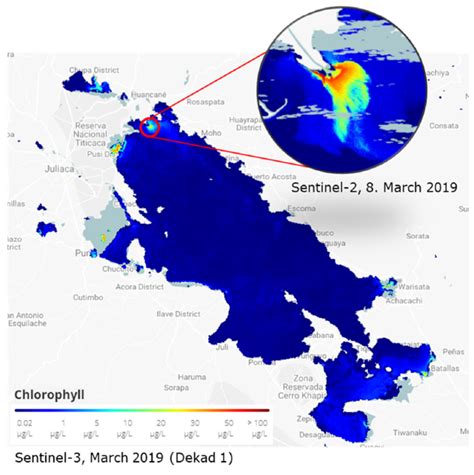 Esa Chlorophyll Map Of Lake Titicaca