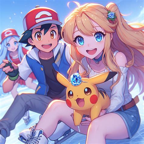 Ash X Serena And Pikachu Having Fun In Skating By Amourshippingworld On Deviantart