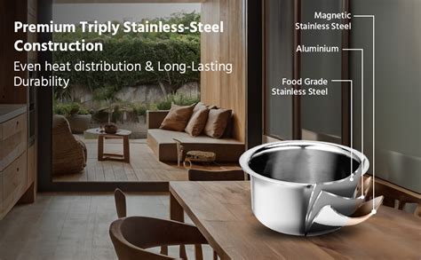Buy Lifelong Triply Tope With Lid For Cooking Stainless Steel 20 Cm