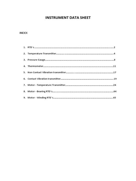 Instrument Data Sheets Pressure Measurement Sensor Free 30 Day Trial Scribd