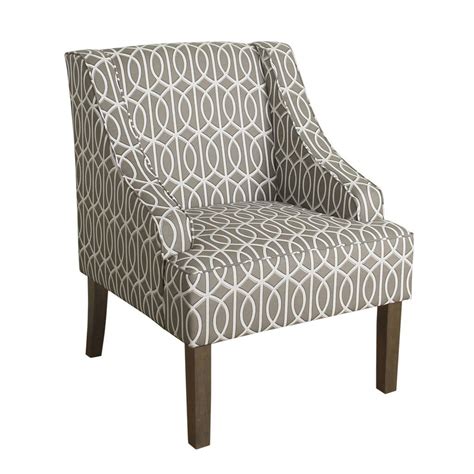 Fabric Upholstered Wooden Accent Chair With Trellis Pattern Design