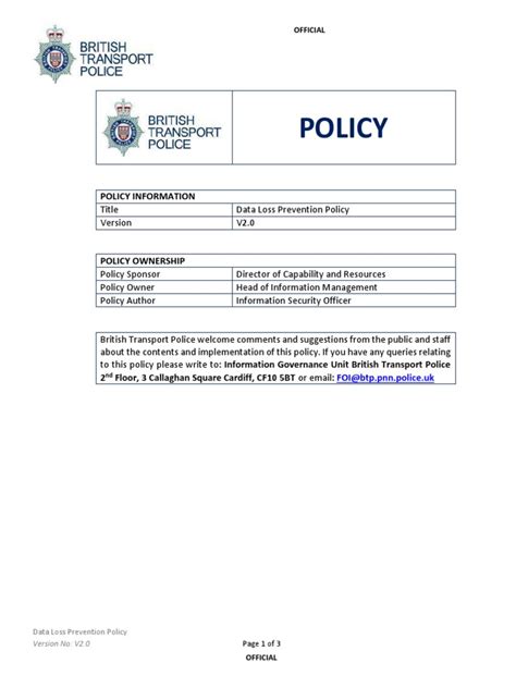 Data Loss Prevention Policy Pdf Information Security Computer Security