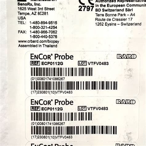 New Bard Ecp0112g Sterotacticultrasound Encor Probe Exp 2023 08 Disposables General For Sale