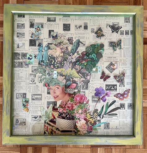 Butterfly Garden Mixed Media Assemblage Framed Art Picture Etsy