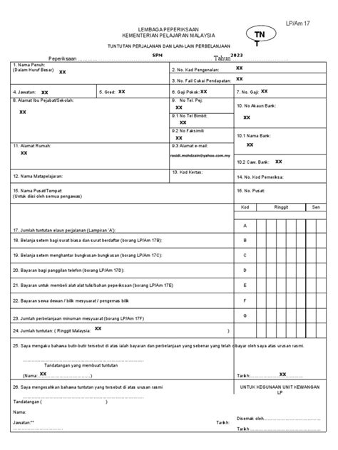 Borang Tnt Lampiran 17 Pdf