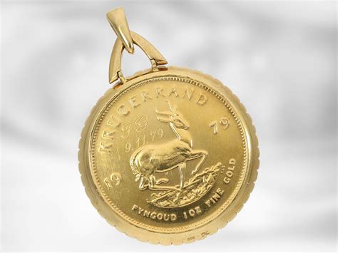 Pendant Krugerrand 1 Ounce In Gold Setting With Diamonds 18k And 22k