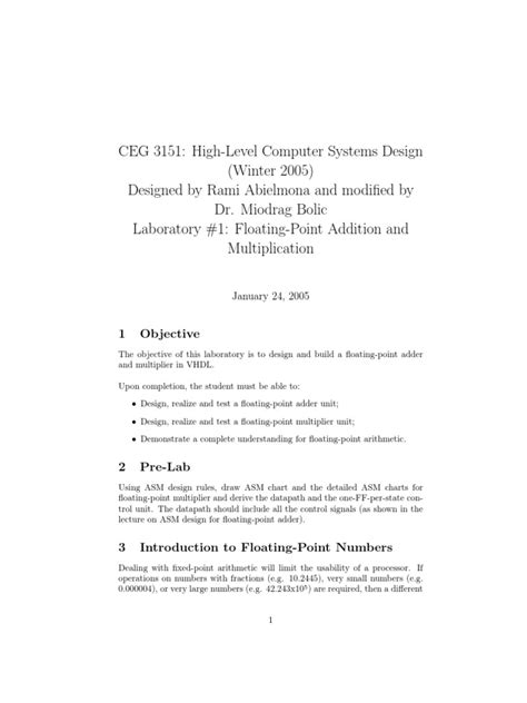Lab 1 Pdf Arithmetic Areas Of Computer Science