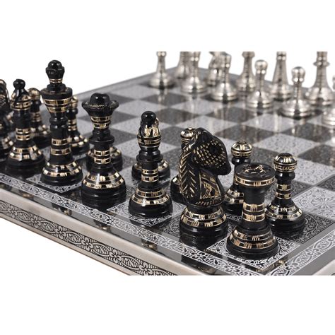 Staunton Inspired Brass Metal Luxury Chess Set With 12 Board