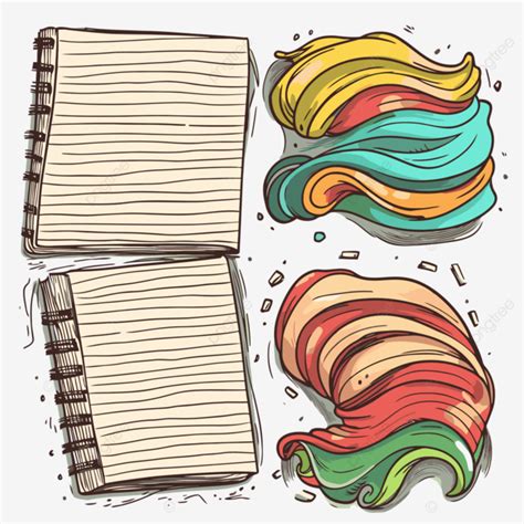 Lined Paper Vector Sticker Clipart Colorful Wavy Hair Drawn A Sketch In Notebook Cartoon