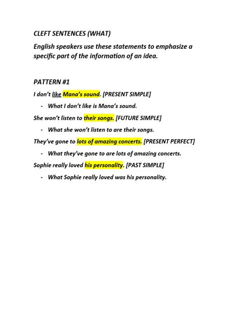 Cleft Sentences What Pdf