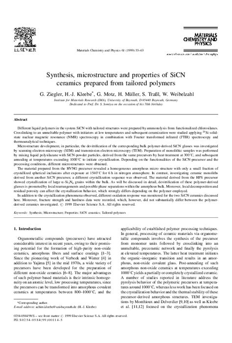 Pdf Synthesis Microstructure And Properties Of Sicn Ceramics