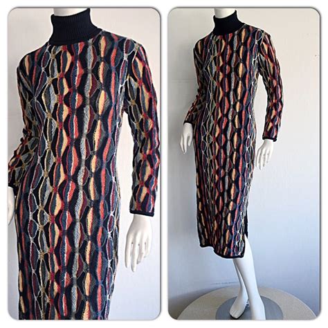 Rare Vintage Coogi Multi Colored Mosaic Long Sleeve Fitted Sweater