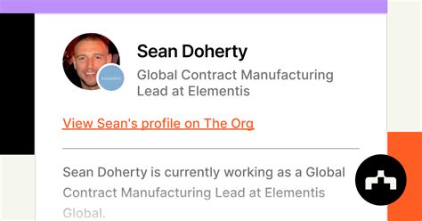 Sean Doherty Global Contract Manufacturing Lead At Elementis The Org