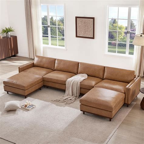 Spruce And Spring Rowan 153 In Square Arm 6 Piece Faux Leather Rectangle