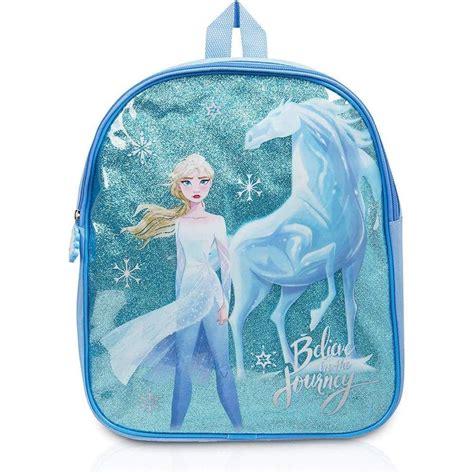 Disney Frozen 2 Large Blue Glitter Backpack For Girls With Elsa Figure