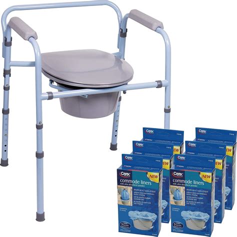 Carex 3 In 1 Folding Bedside Commode With 42 Pack Commode