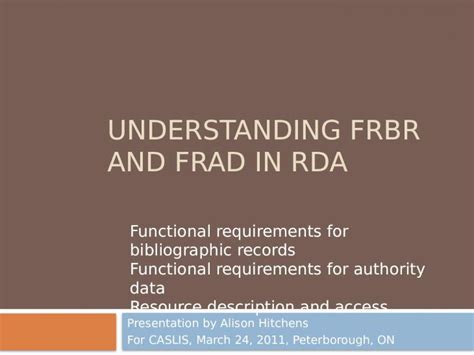 Pptx Understanding Frbr And Frad In Rda Presentation By Alison