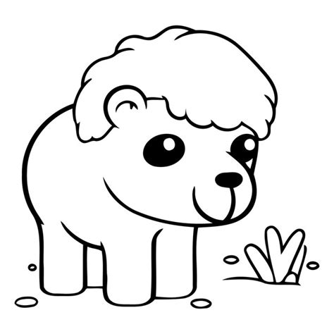 Cute Cartoon Bear And Grass Vector Illustration Isolated On White