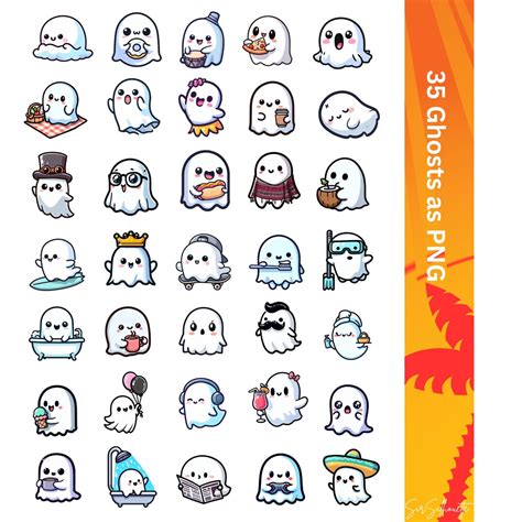 Cute Ghost Digital Design For Stickers Etsy