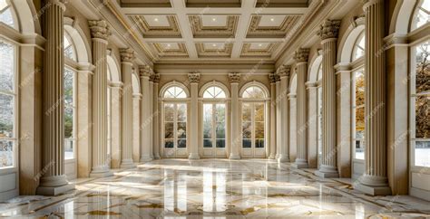 Premium Photo Bright Atrium With Classic Architecture And Marble Floors