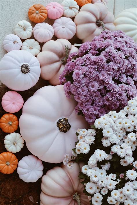 Pink Fall Front Door Decor And Pink Pumpkins Halloween Tattoo Fall