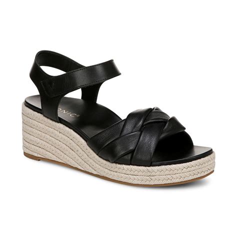 Vionic Saratoga Wedge Sandal Black Leather