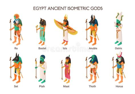 Conjunto De Dioses Antiguos De Egipto Ilustración Del Vector