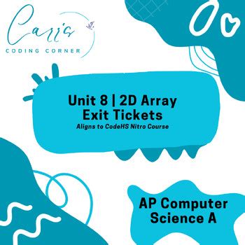 AP Computer Science A Unit D Arrays Exit Tickets By Carr S Coding Corner