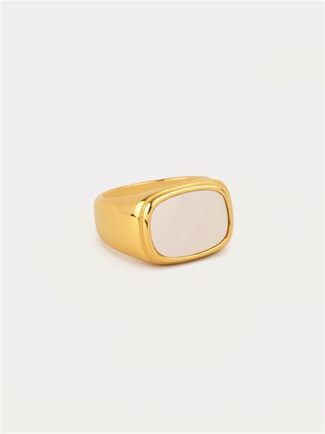 Rectangle Natural Shell Ring Large Gold Osker Jewellery Online