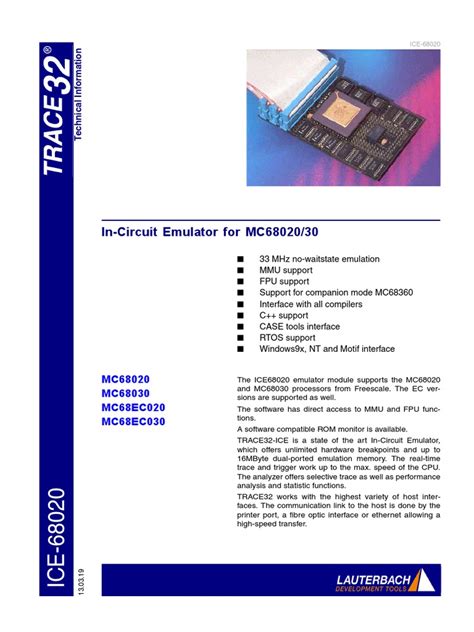 In Circuit Emulator For Mc68020 30 Mc68020 Mc68030 Mc68ec020 Mc68ec030