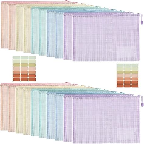Havnidy Plastic Wallets A4 20 Pcs Zip Pouches Zip Lock Bags Mesh