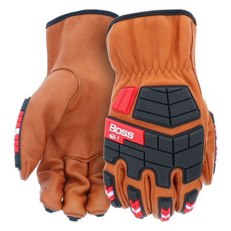 Boss Leather Impact Gloves With Thermoplastic Rubber Medium 1 Pair
