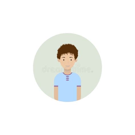 Image Of The Head And Torso Of A Young Man In A Flat Style Vector