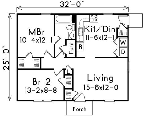 Ranch Plan 800 Square Feet 2 Bedrooms 1 Bathroom Floor Plan 5633