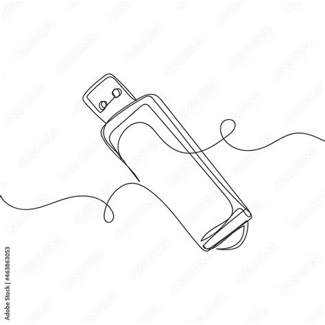 Vector Continuous One Single Line Drawing Of Side View Of Usb Memory