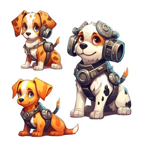 Premium Ai Image Cute Robot Dog Illustration