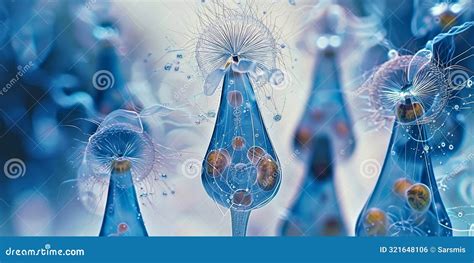 Abstract Microscopic View Of Plant Cells With Vibrant Colors And Detailed Structures Stock