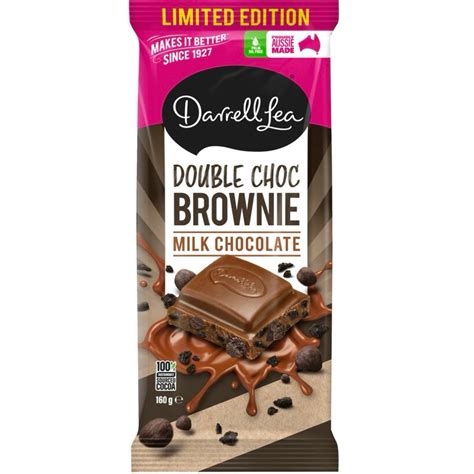 Darrell Lea Double Choc Brownie Milk Chocolate Block 160g Australia