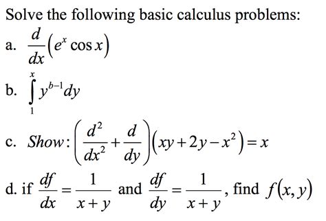 Solved Solve The Following Basic Calculus Problems A Ddx