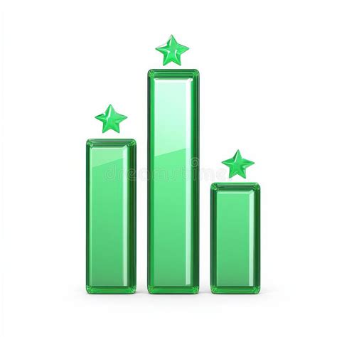 A Sleek 3d Bar Chart With A Glass Texture Featuring A Gradient Of Green Against A Clean White