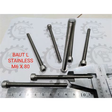 Jual Baut Bolt Baud L Stainless M6 X 80 Shopee Indonesia