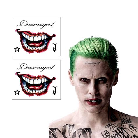 Suicide Squad Joker Mr J Face And Hand Temporary Tattoos 2 Sets