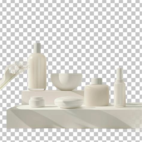 Premium Psd A Set Of Products On A Shelf With A White Background With