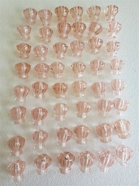 48 Matching Pretty Pink Depression Glass Knobs Drawer Pulls N44 £282